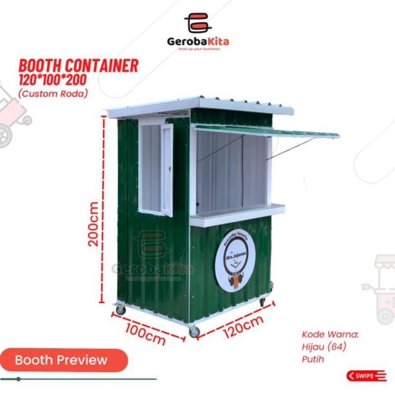 Jual booth kontainer ukuran 120x100x200 custom lantai dan roda | Shopee ...