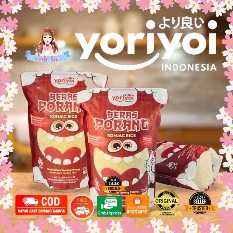 Jual YORIYOI Beras Porang Shirataki Konjac Sehat Diet Rendah Kalori 1kg | Shopee Indonesia