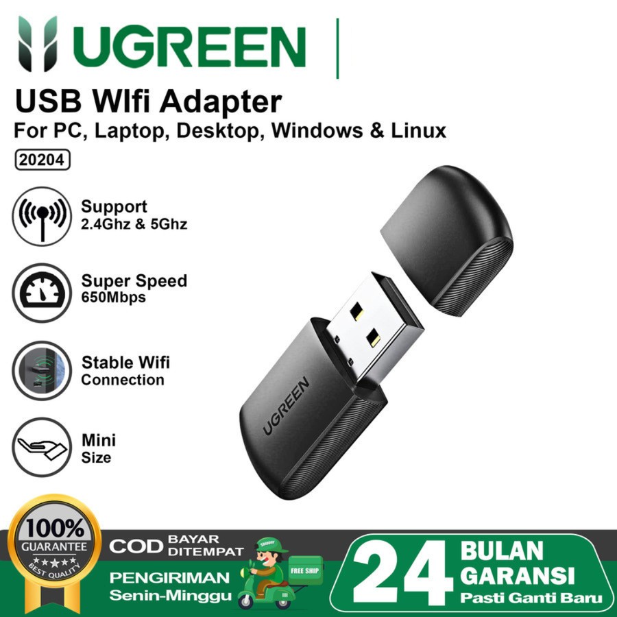 Jual UGREEN Wifi Adapter Single Dual Band 2.4GHz-5GHz Max 1300Mbps ...