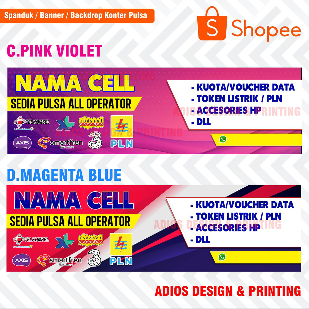 Jual Spanduk / Backdrop / Banner Pulsa / Banner Konter Model Pink Vio ...