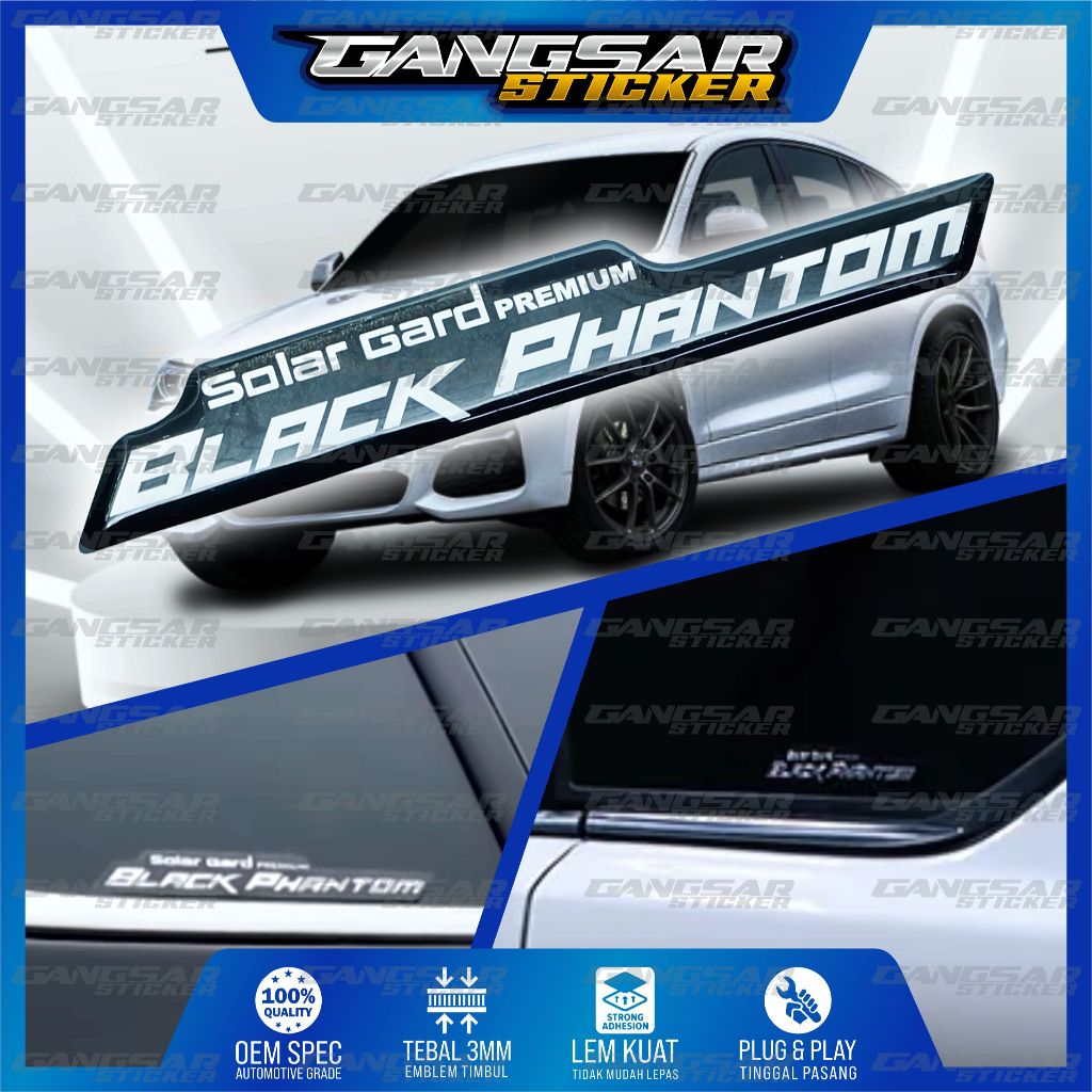 Jual Emblem Timbul solar gard black phantom / Stiker logo solar gard ...
