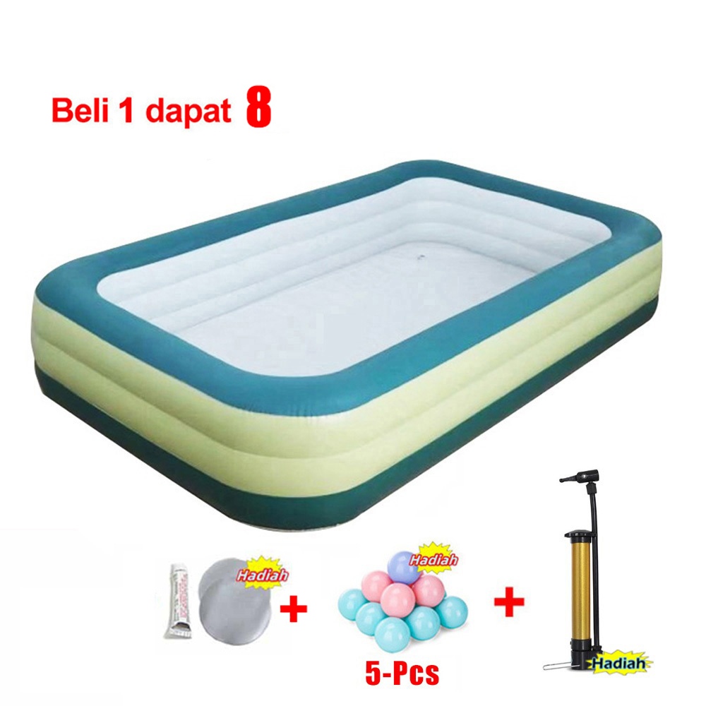 Jual kolam renang anak jumbo 2.1m+Pompa petak karet bahan tebal 2.1M ...