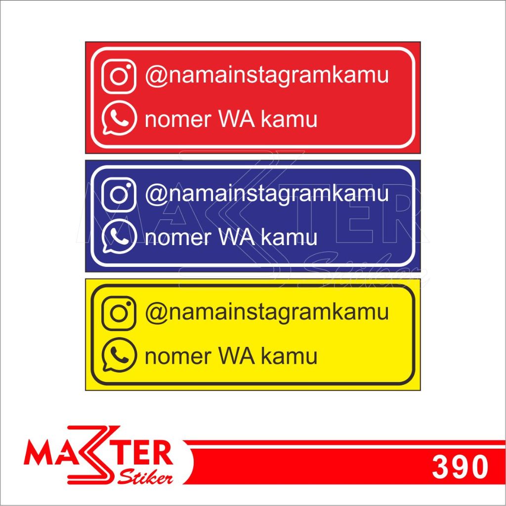 Jual 390 - Stiker Nomor WA dan Nama Akun Medsos, Sticker Vinyl, Tahan ...