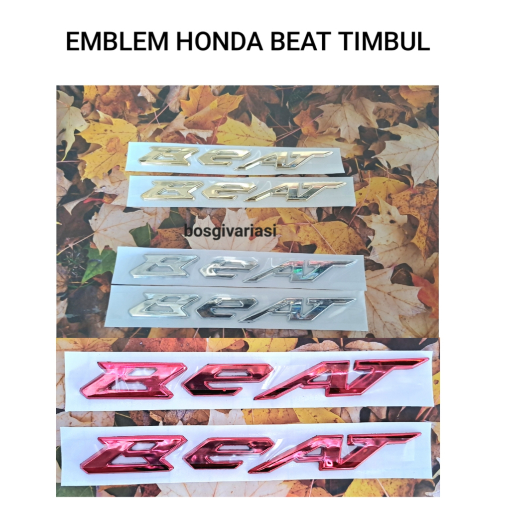 Jual Emblem honda beat chrome sepasang / emblem timbul honda beat gold ...