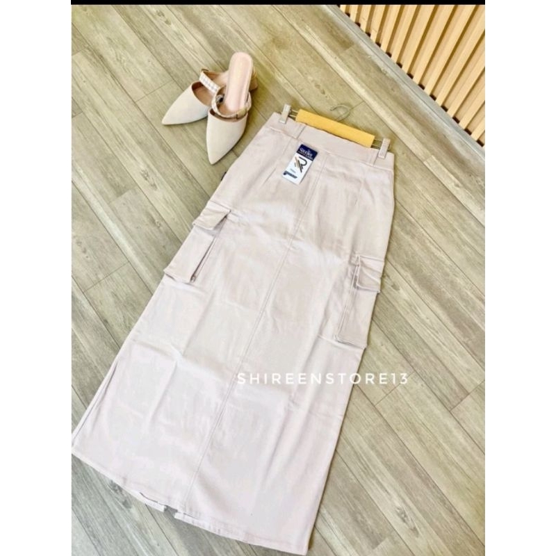 Jual ROK KOREAN STYLE/ROK CARGO WANITA PANJANG/ROK SPAN CARGO/SKIR ...