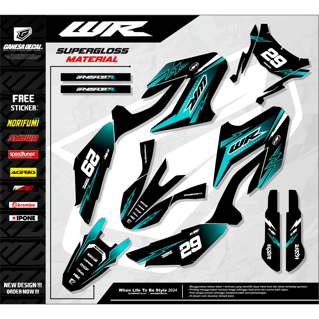Jual Decal Stiker WR 155 Fullbody Supermoto - Dekal Sticker Motor Cross ...