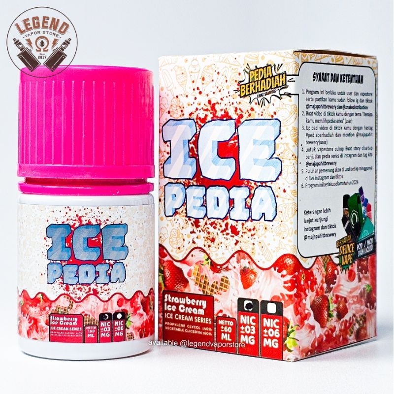 Jual FREEBASE - LIQUID ICE PEDIA Strawberry Ice Cream 60ML 3MG 6MG ...
