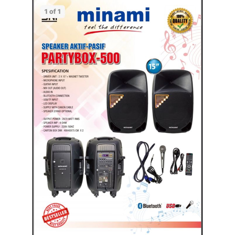 Jual speaker aktif pasif 15 inch minami partybox 500 original | Shopee ...
