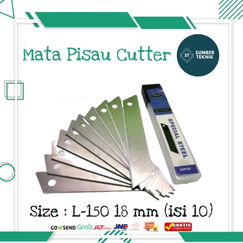 Jual Mata Isi Refill Pisau Cutter Besar Ukuran L 150 18 mm isi 10 Pcs ...