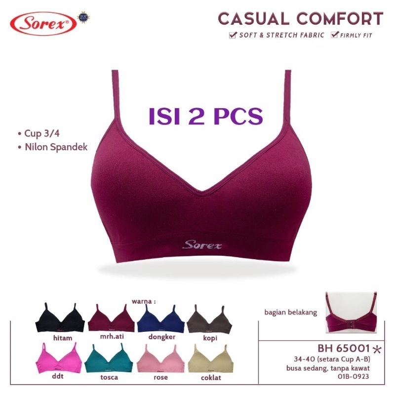 Jual Isi 2 PCS BH Sorex Tanpa Kawat Bra Sorex 65001 Setara Cup A-B ...