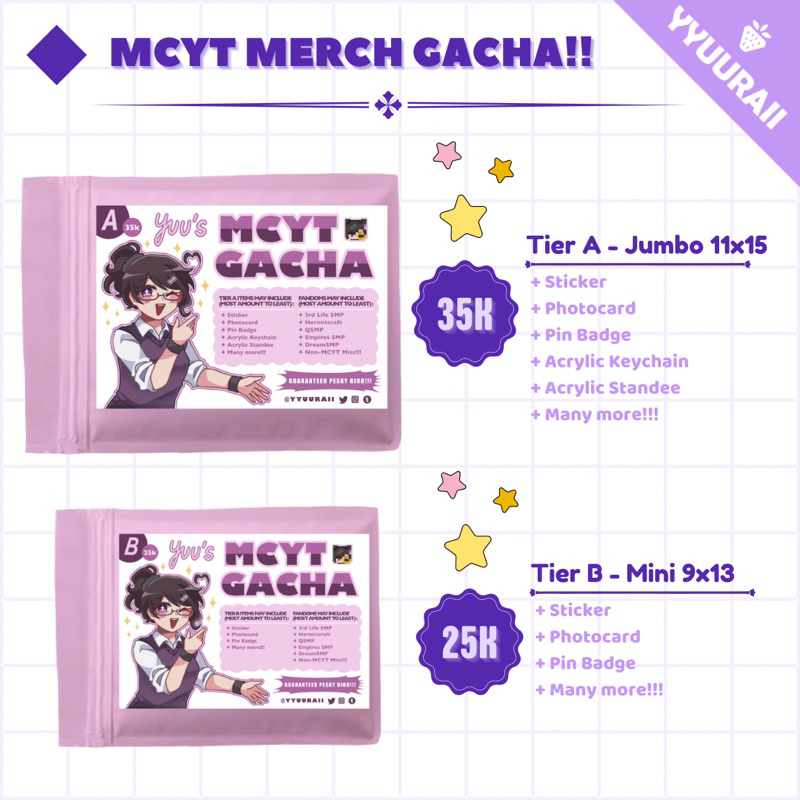 Jual MCYT GACHA!! Randomized MCYT Fandom Merch Items || yyuuraii ...