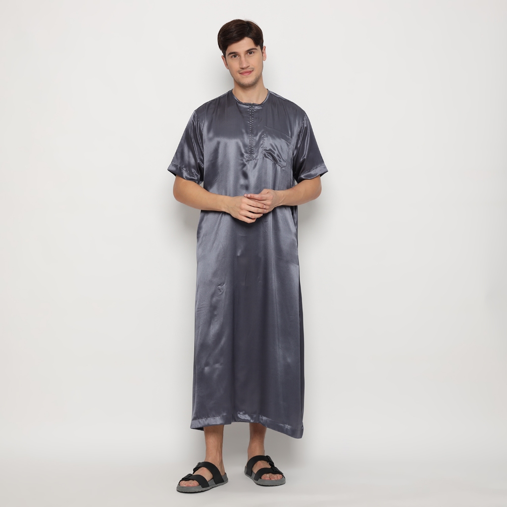Jual LATAHZAN GAMIS PRIA QATAR NEW 02 LENGAN PENDEK ABU ABU | Shopee ...