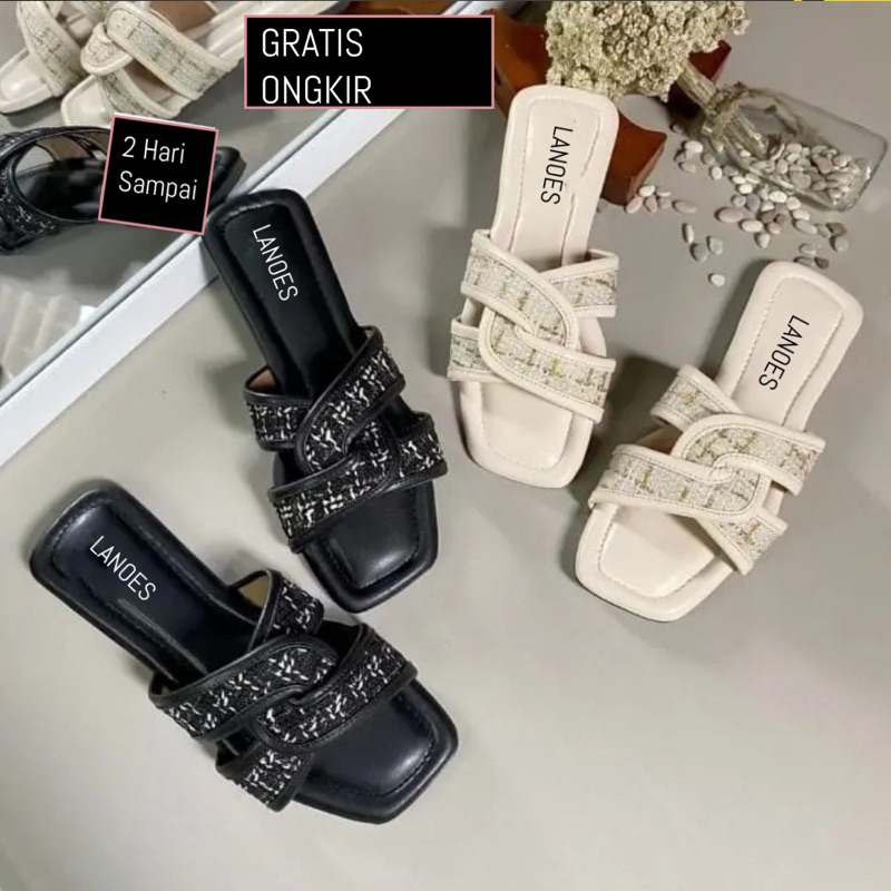 Jual LANOES Sandal Wanita Kekinian Terbaru 2024 Sendal Cewek Korean ...
