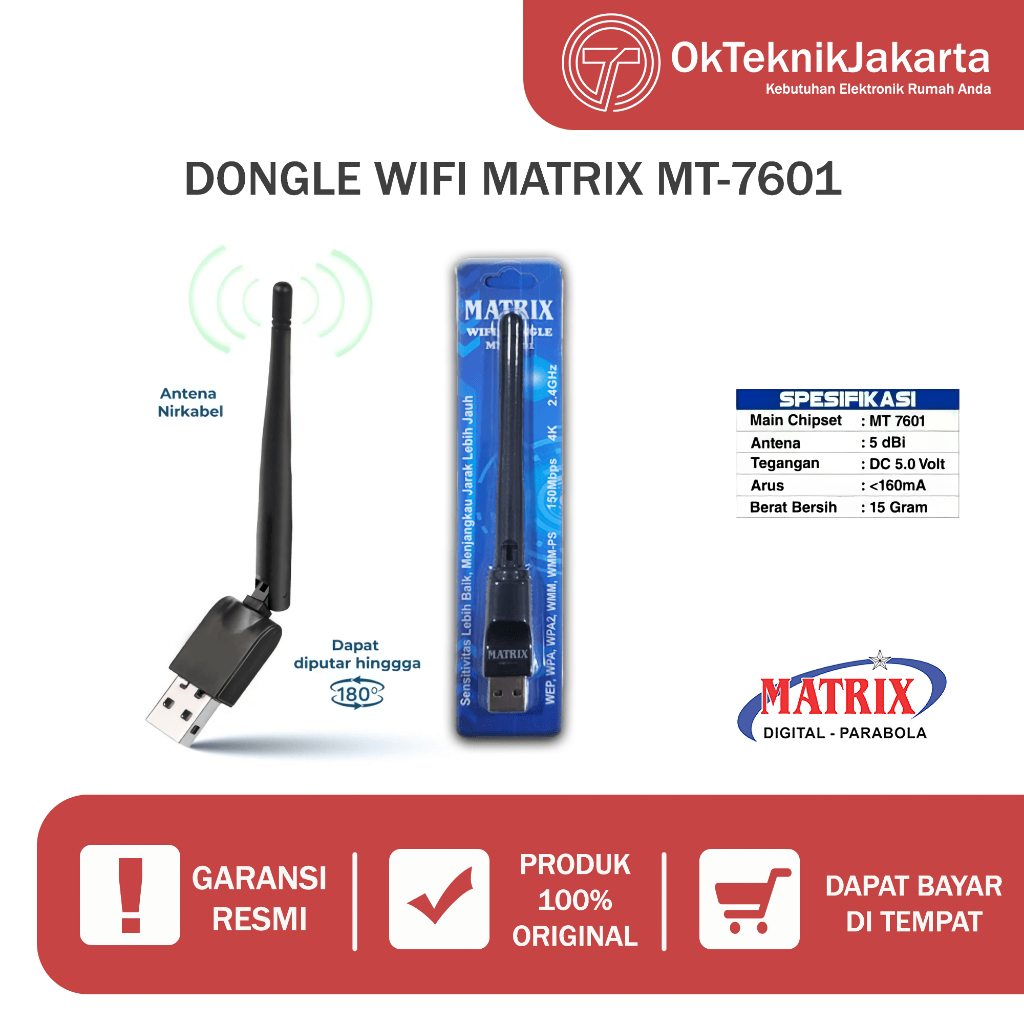 Jual [BISA COD] Usb Wifi Wireless Adapter 150 Mbps Usb Dongle Wifi Matrix MTK7601UN | Shopee ...