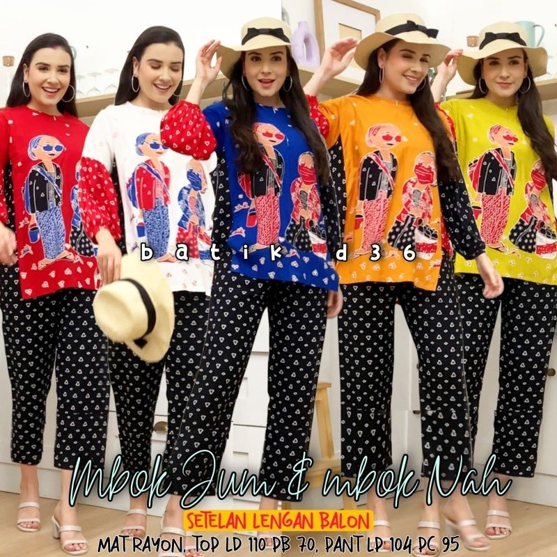 Jual SEMERBAK BATIK ORI ONE SET LENGAN BALON PREMIUM MBOK JUM & MBOK NAH | SETELAN CELANA ...