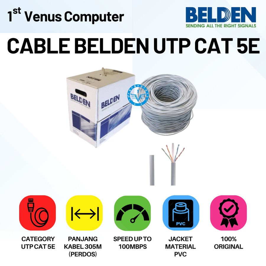 Jual Kabel LAN UTP BELDEN CAT5E CAT 5e Original Meteran / NET05-CAB ...