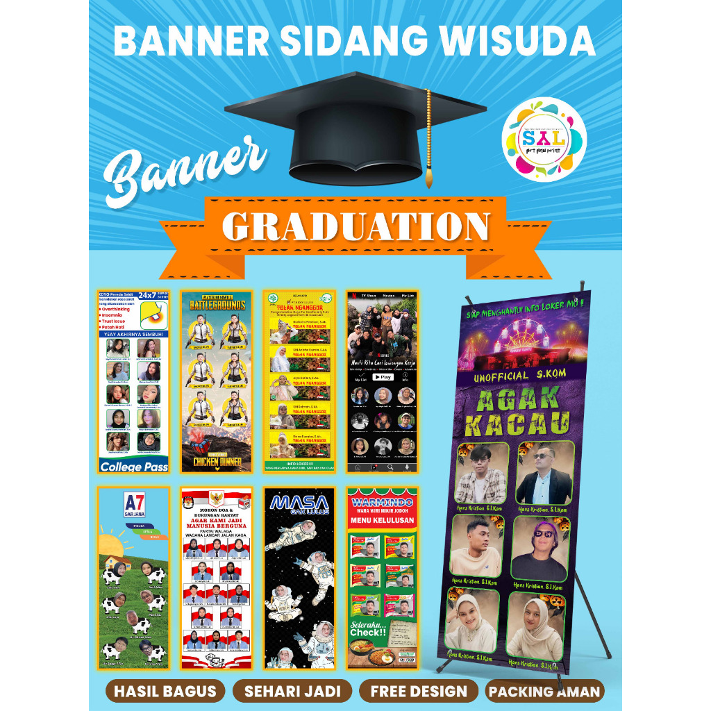 Jual CETAK SPANDUK WISUDA BANNER LULUS KULIAH GRADUATION BANER FREE ...