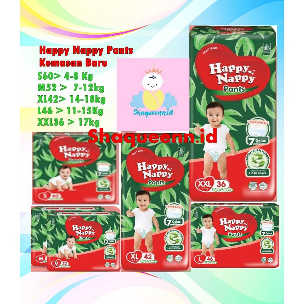 Jual Happy Nappy Smart Pants S60 M52 L46 XL42 XXL36 popok celana ...