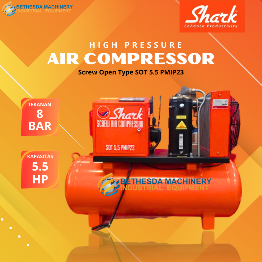 Jual mesin kompresor angin shark SOT 5.5 PMIP23 air compressor 5.5hp ...