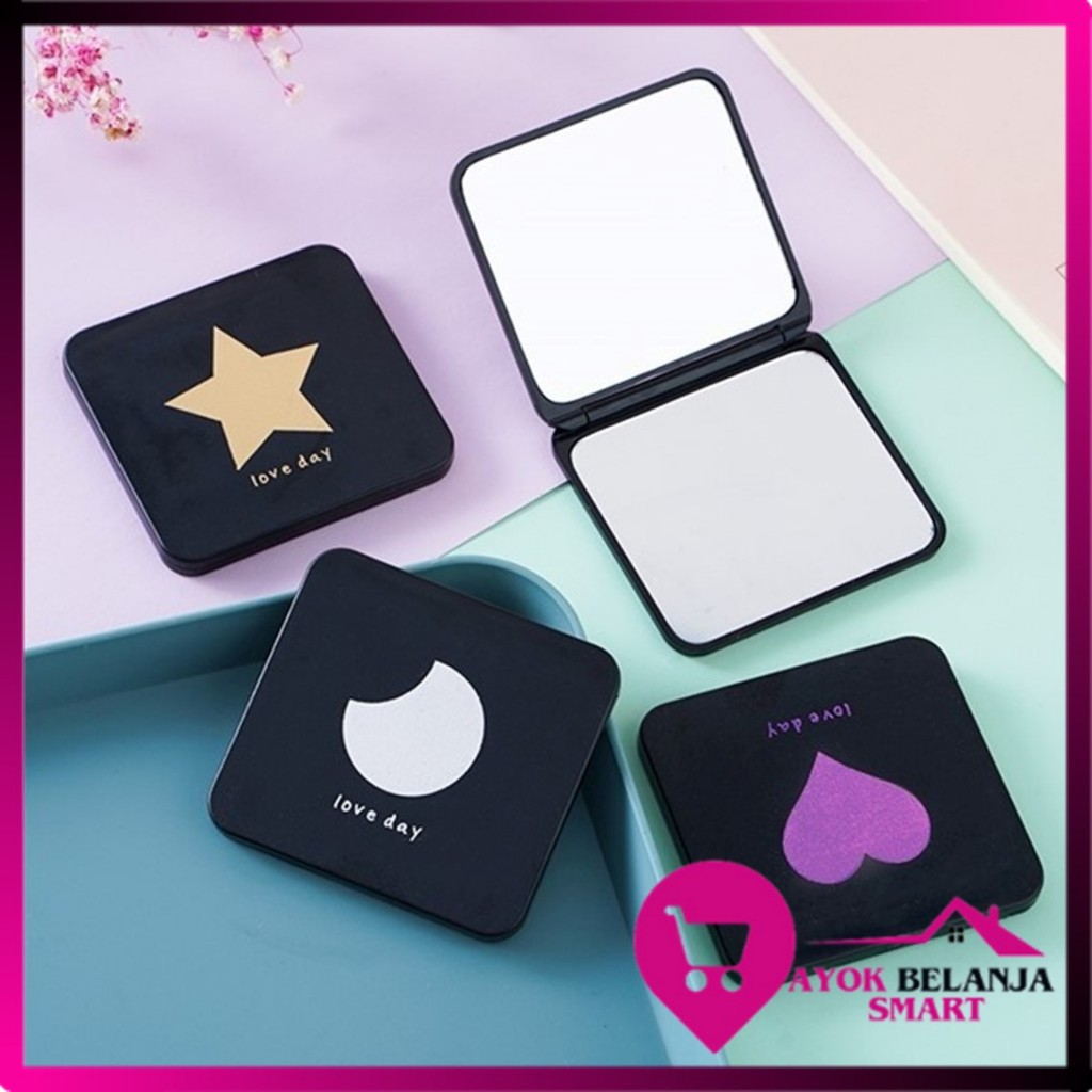 Jual ABS Cermin Lipat Mini Tipis Travel Kaca Rias Makeup 2 Sisi Love ...