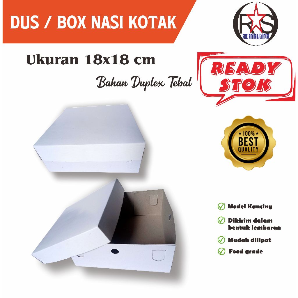 Jual Box Nasi Kotak 18x18 / Dus Nasi Kotak Polos harga per pcs/lbr(Rp 950/lbr)(duplek 350gsm ...