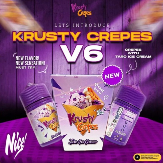 Jual Krusty Crepes V6 Taro Ice Cream E-Liquid Freebase 60ML | Shopee ...