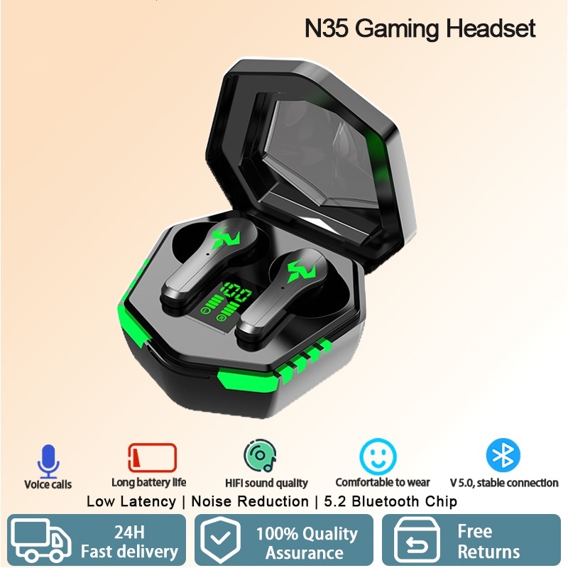 Jual N35 PRO Gaming Headset TWS Wireless Headphones In Ear Bluetooth 5. ...