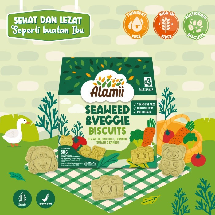 Jual Alamii Multigrain Biscuits - Seaweed & Veggie 60g (3 bags x 20g ...