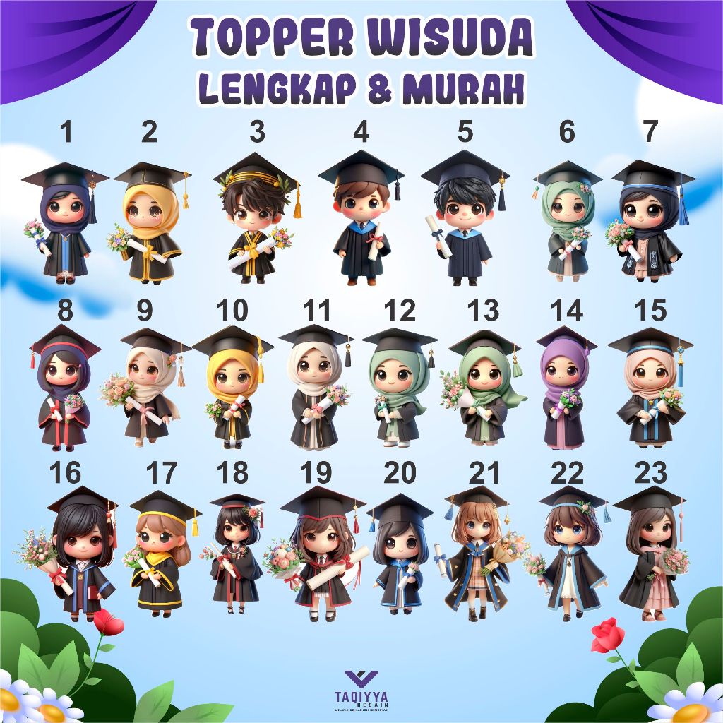 Jual (TERLENGKAP) Topper Buket wisuda graduation gift topper wisuda 36 ...