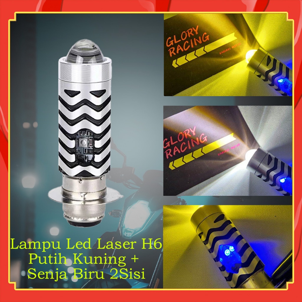 Jual Sepeda Motor Lampu Utama LED H6 Laser 12watt AcDc Putih-Kuning Jauh Dekat Plus Senja Biru ...