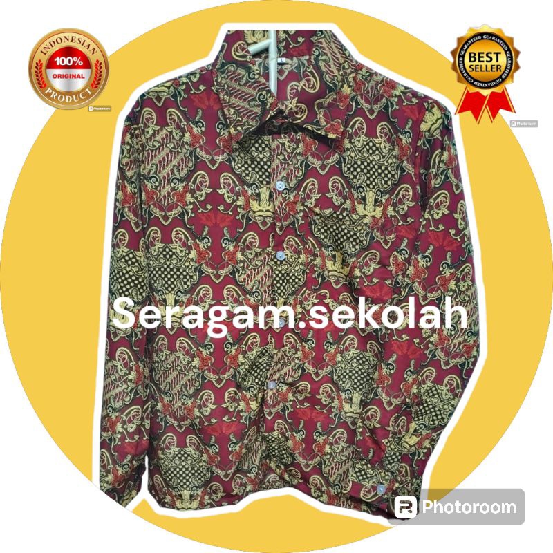 Jual Seragam Batik SD Nasional Merah Batik SD Nasional Merah Lengan ...