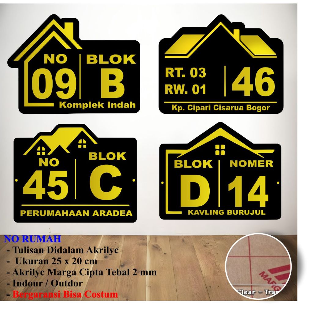 Jual CUSTOM NO RUMAH ACRYLIC UKURAN BESAR / PLAT NOMER RUMAH BISA ...