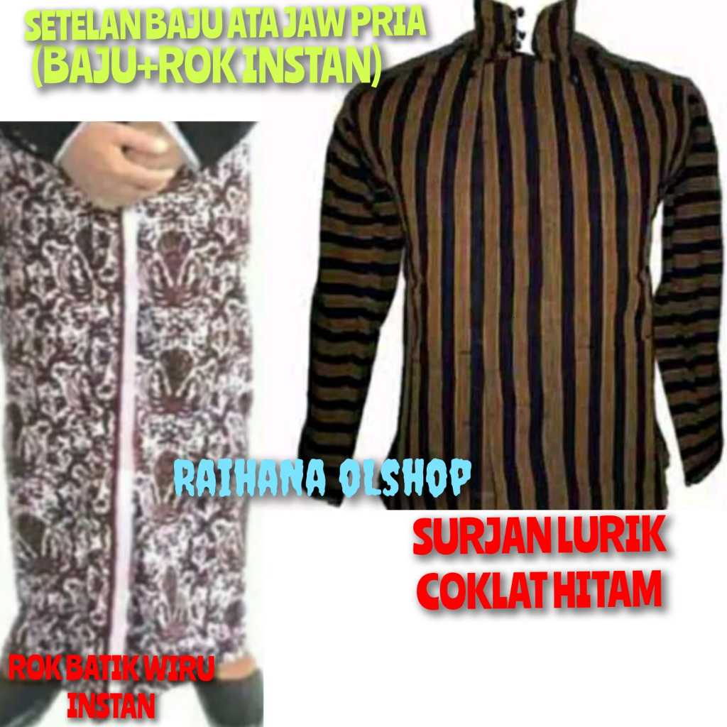 Jual SEPAKET BAJU ADAT JAWA PRIA | SURJAN LURIK COKLAT HITAM + BLANGKON LIPAT SLIWIR + ROK BATIK ...