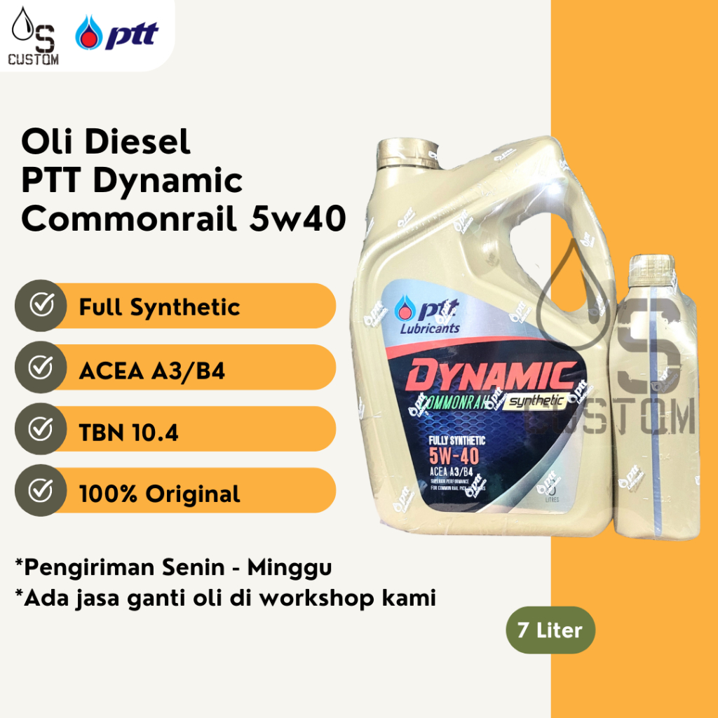 Jual Oli Diesel PTT Dynamic 5w40 7L ACEA A3 B4 Full Synthetic | Shopee Indonesia