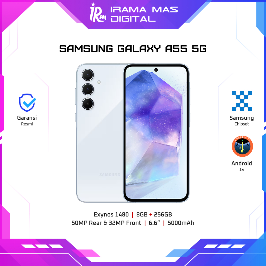 Jual SAMSUNG A55 5G - 8GB/256GB (blue, navy, lilac) | Shopee Indonesia