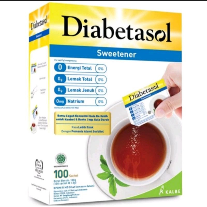 Jual DIABETASOL 100 SACHET/50 sachet/25 sachet/GULA 0 KALORI/GULA UNTUK ...