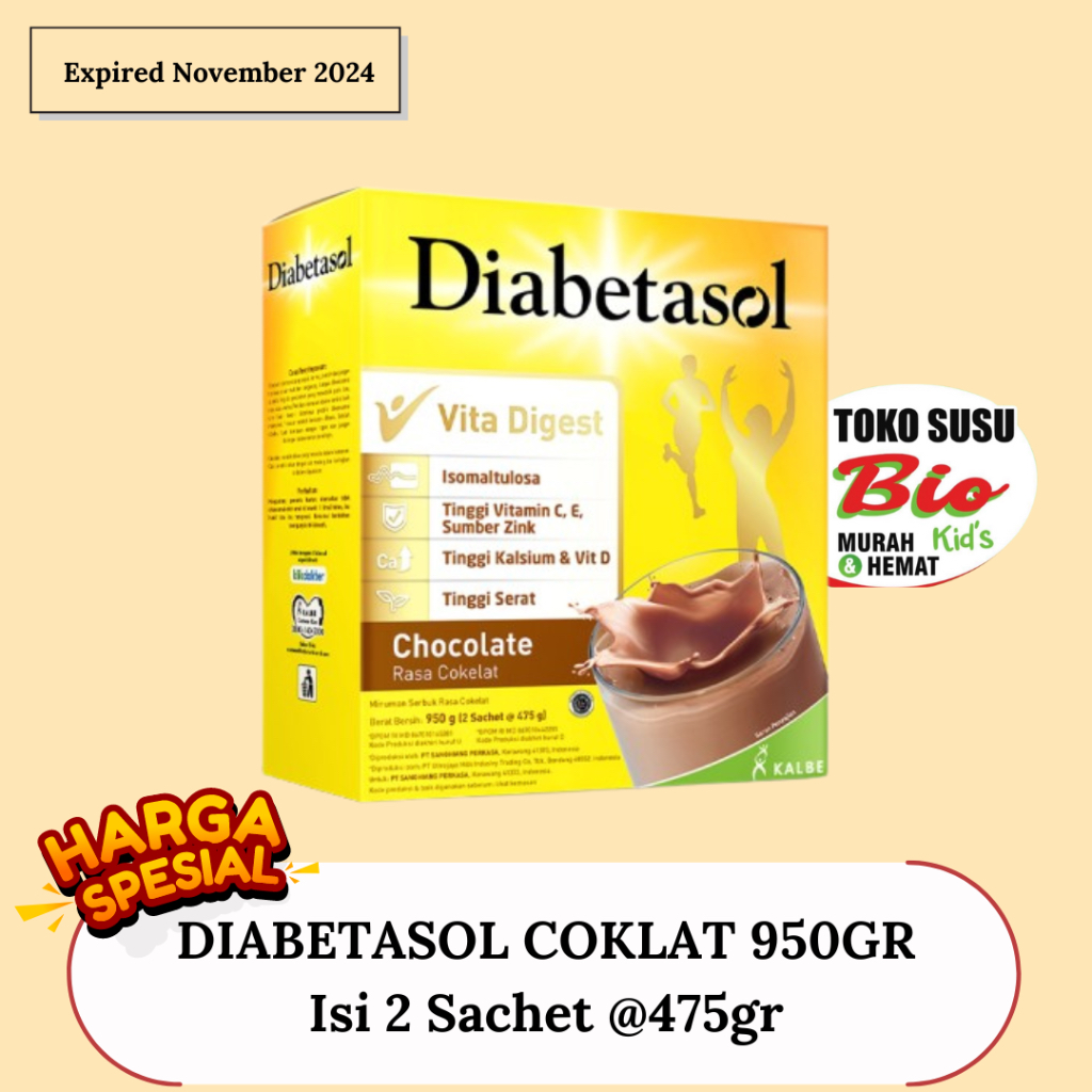 Jual Diabetasol Susu Coklat 950g (2 saset @475g) | Shopee Indonesia