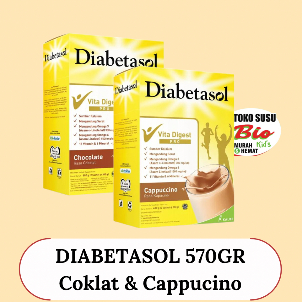 Jual Diabetasol Coklat, Cappucino 570g (2 saset @285g) | Shopee Indonesia