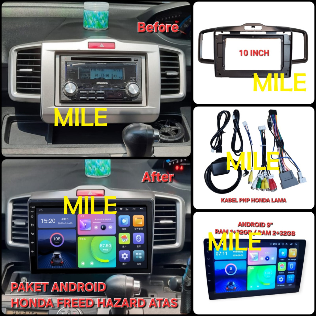 Jual PAKET HEADUNIT ANDROID 10 INCH PLUG N PLAY HONDA FREED HAZARD ATAS ...