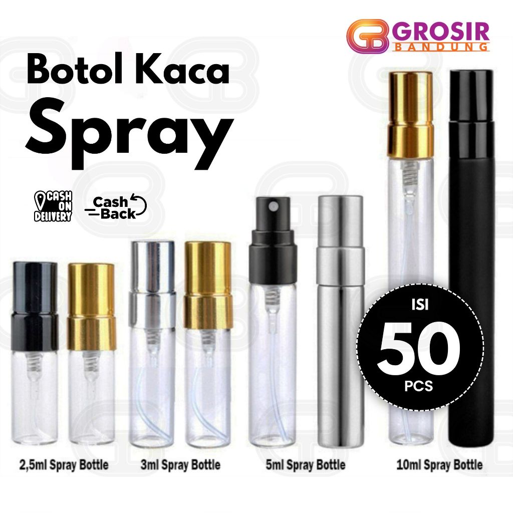 Jual [ISI 50] Botol kaca spray Parfum semprot mini travel portable ...