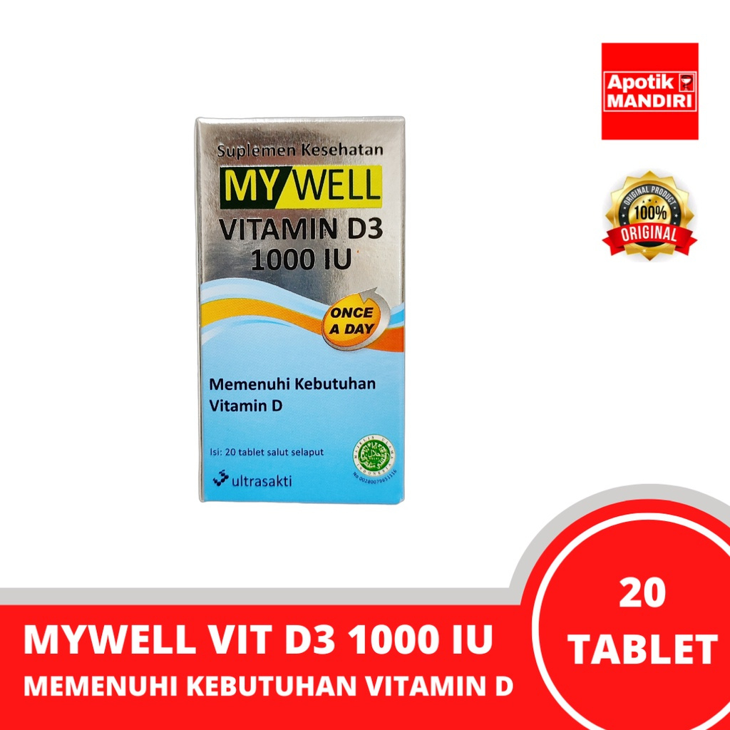 Jual MY WELL VITAMIN D3 1000 IU ISI 20 KAPSUL- MEMENUHI KEBUTUHAN VIT ...