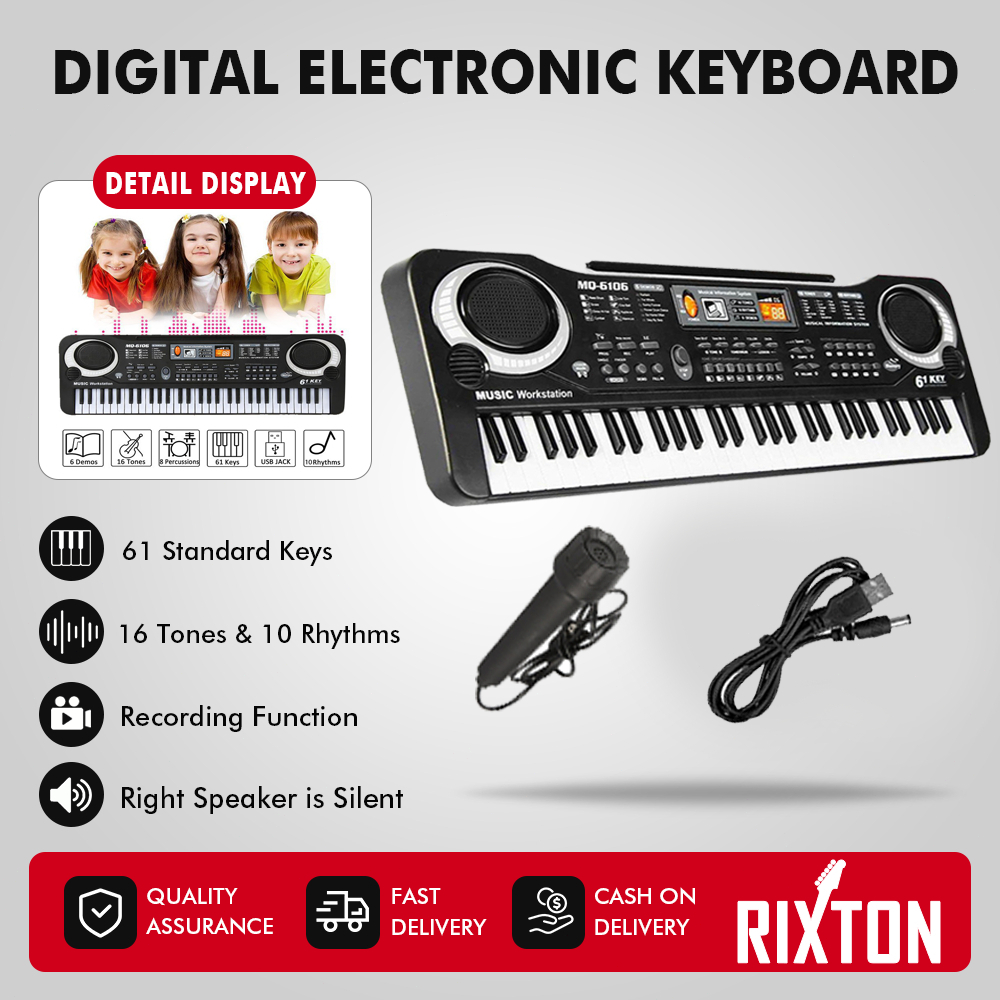 Jual RIXTON Digital Keyboard Piano Organ 61 tombol hitam dengan ...