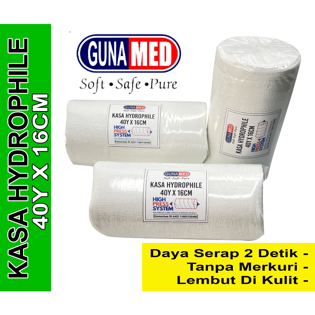 Jual KASA HIDROFIL GUNAMED 40Yard x 16CM / KASA STERIL / KASA ROLL ...