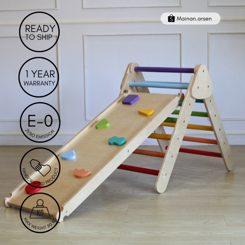 Jual Montessori Pikler Triangle | Perosotan Kayu anak | Shopee Indonesia
