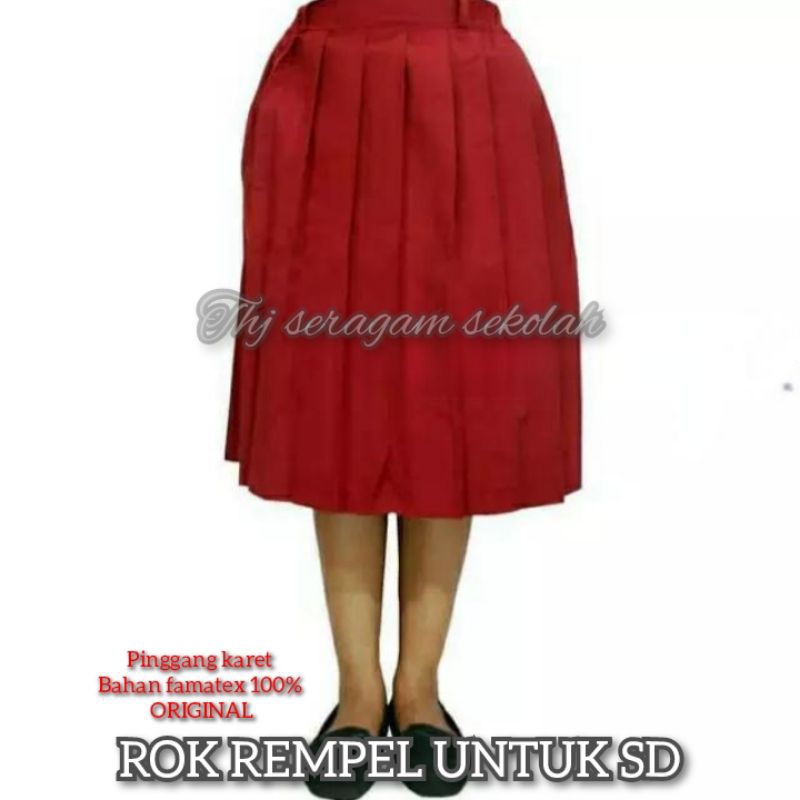 Jual Rok rampel pendek Sekolah SD merah size 5 sampai 16 bahan famatex ...