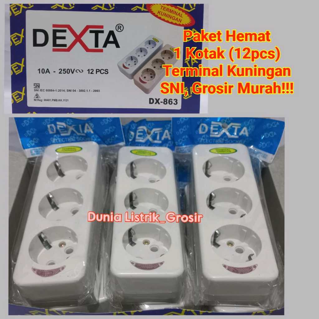 Jual Paket Hemat 1 Kotak (12 Pcs) Stop Kontak Listrik Arde 3 Lubang ...