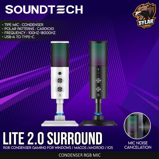 Jual Soundtech Lite 2.0 RGB Condenser Gaming Microphone for Streaming ...