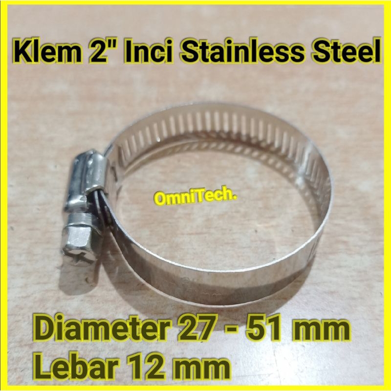 Jual 1 Pc Klem Selang Hose Clamp 2" Inch Inci Stainless Steel 27 - 51 ...