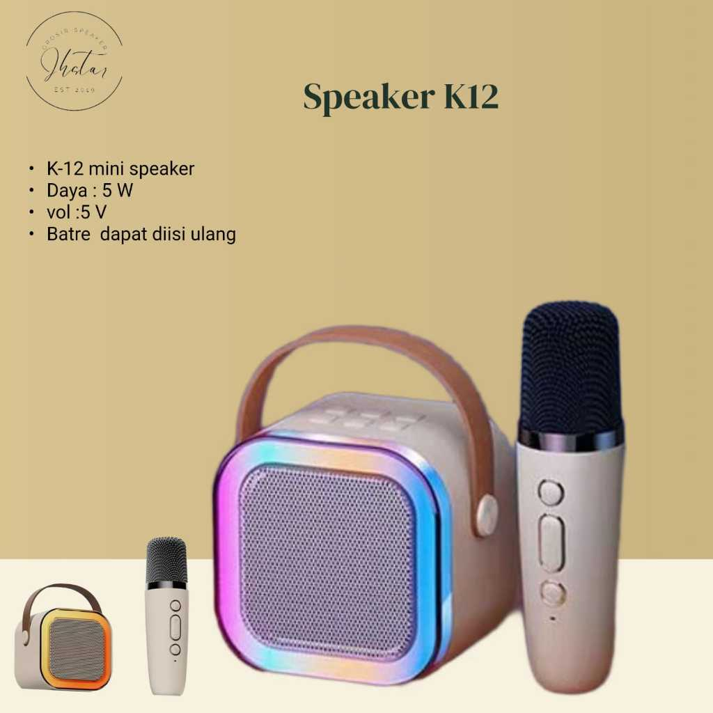 Jual Speaker bluetooth mini Karaoke Bass K12 Microphone Premium set lengkap speaker bluetooth ...