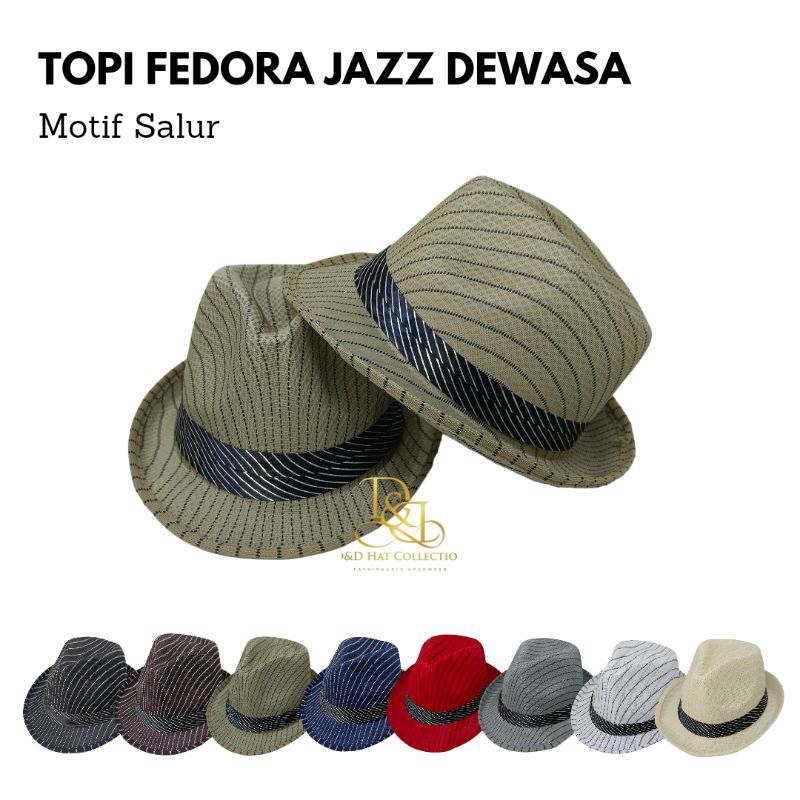 Jual Topi Fedora Jazz Motif Salur Dewasa | Shopee Indonesia